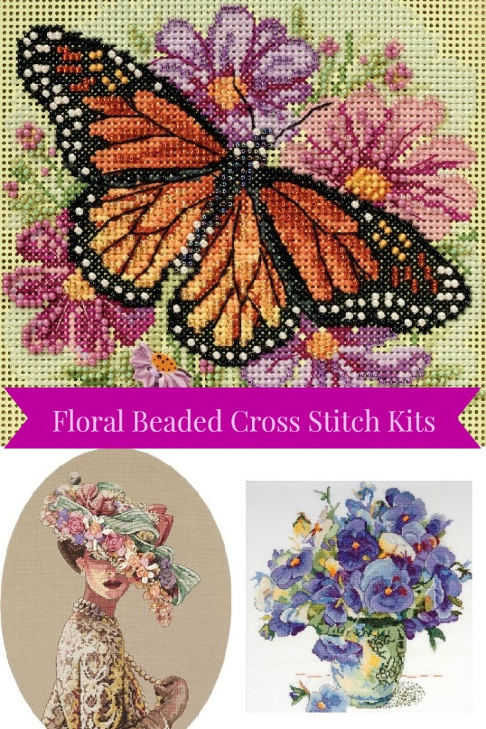 Floral Beaded Cross Stitch Kits Or Add Beads to Any Cross Stitch Kit ...